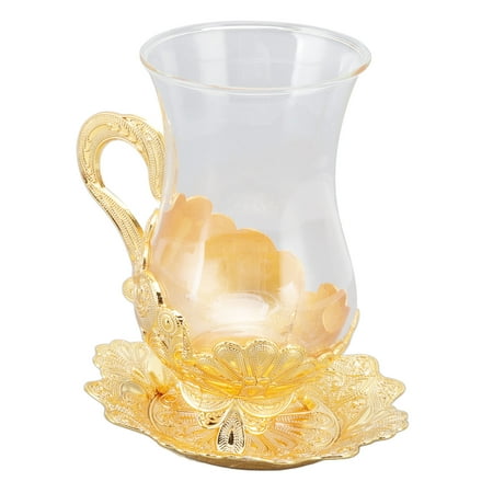 Gold Coffee Cups, Elegant Retro Vintage Coffee Cups Glossy Lines Golden ...