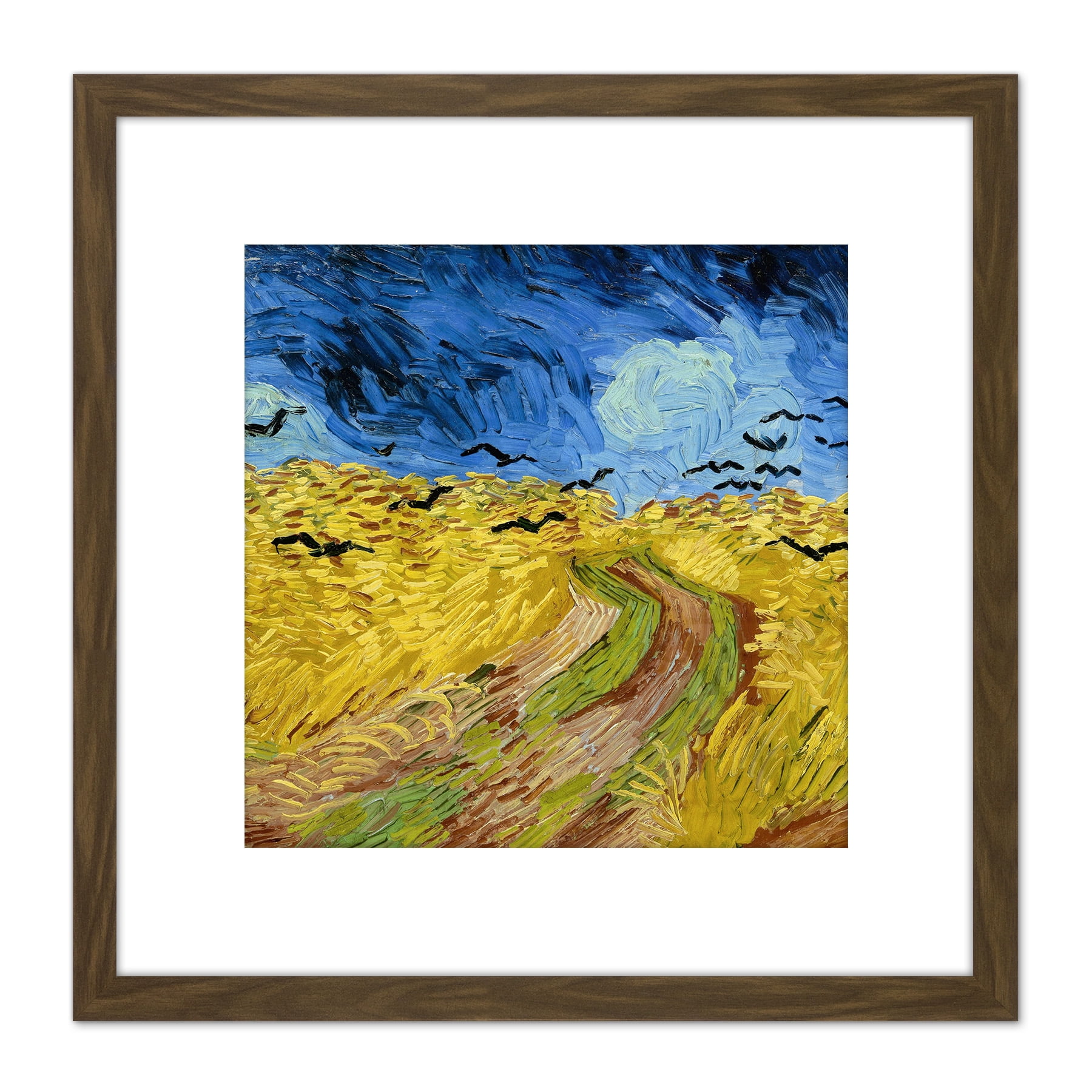 Van Gogh Wheatfield With Crows Painting 8X8 Inch Square Wooden Framed ...