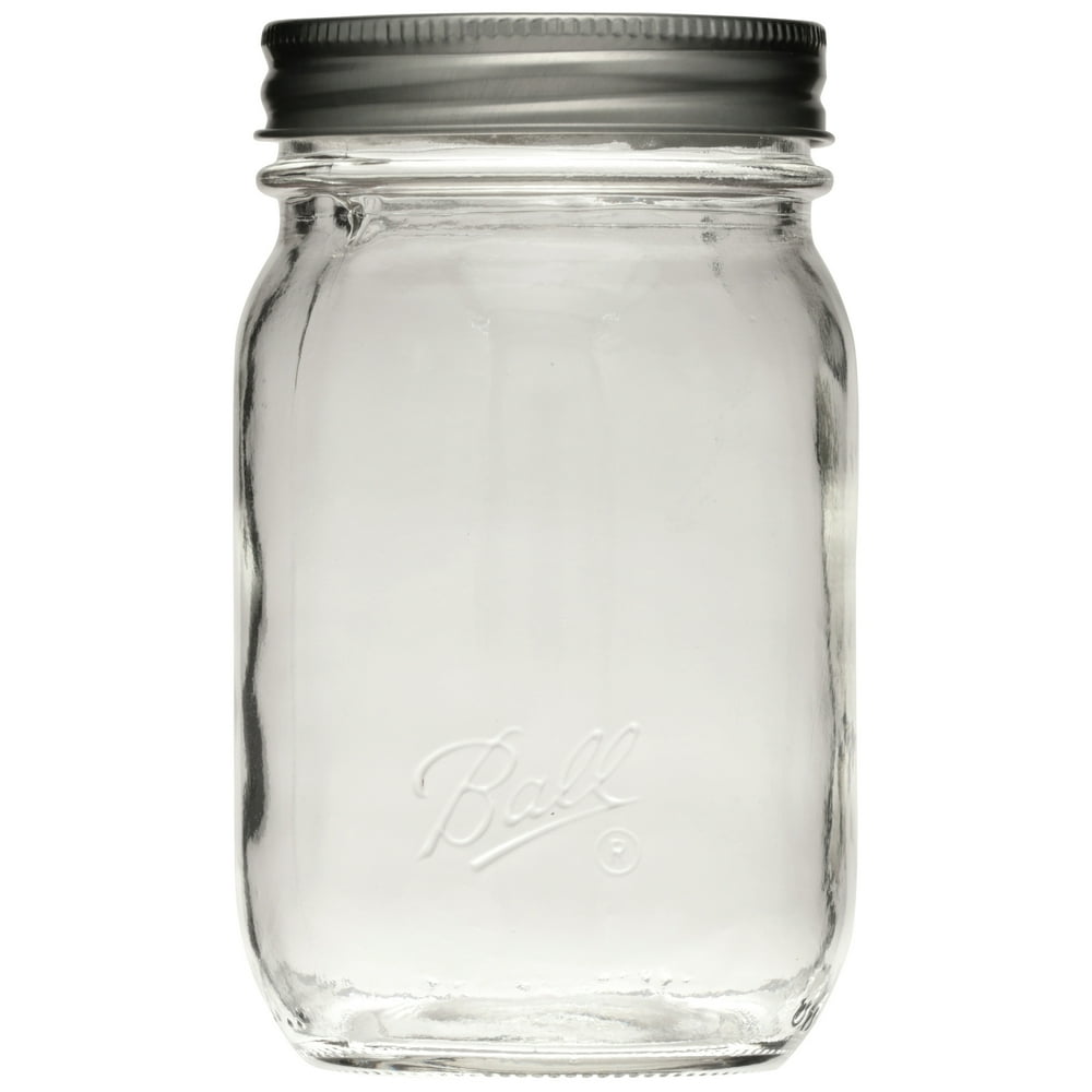 Ball Smooth Glass Mason Jars With Lids And Bands Regular Mouth 16 Oz 12 Count