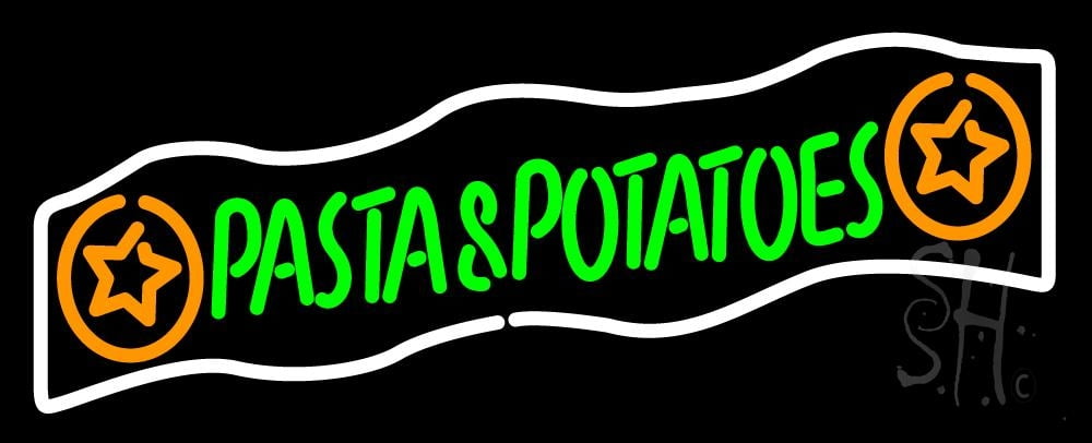 Pasta And Potatoes LED Neon Sign 13 x 32 - inches, Black Square Cut ...