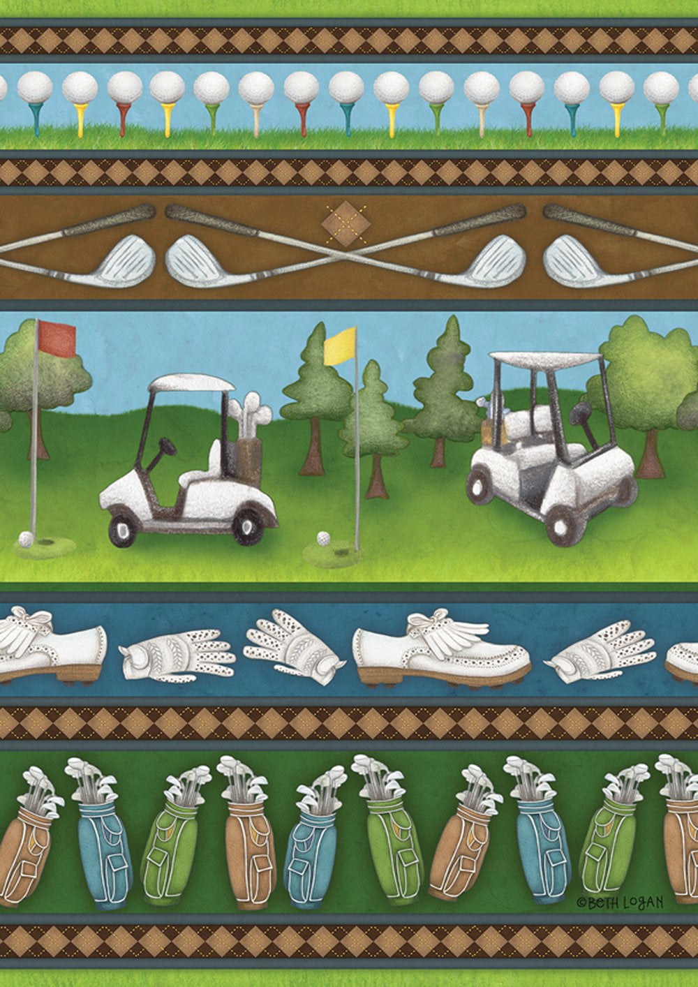 Toland Home Garden Country Club Collage Golfing Golf Flag Double Sided ...