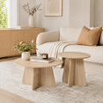 Retro Round Nesting Coffee Table Set of 2, Wood Grain Veneer MDF with ...