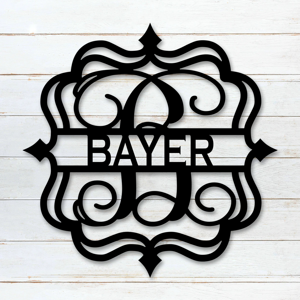 Personalized Framed Metal Black Wall Monogram Home Décor Style - 20" B ...