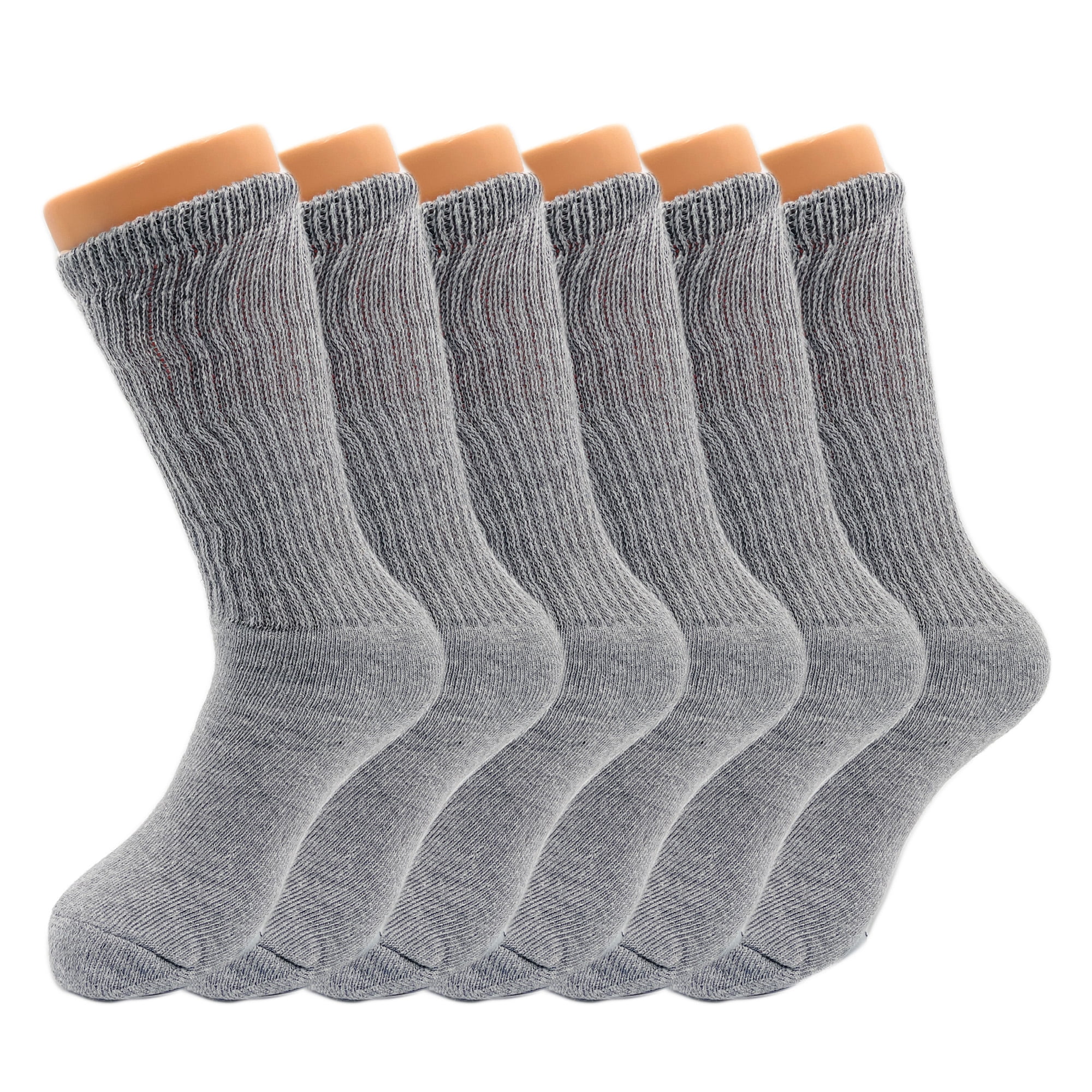 Mid Calf Crew Socks for Women Gray Cotton Socks Size 9-11 6 Pairs ...