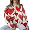 Kaondbfi Valentine's Day Solid Color Women's Sweatshirt Round Neck Long ...