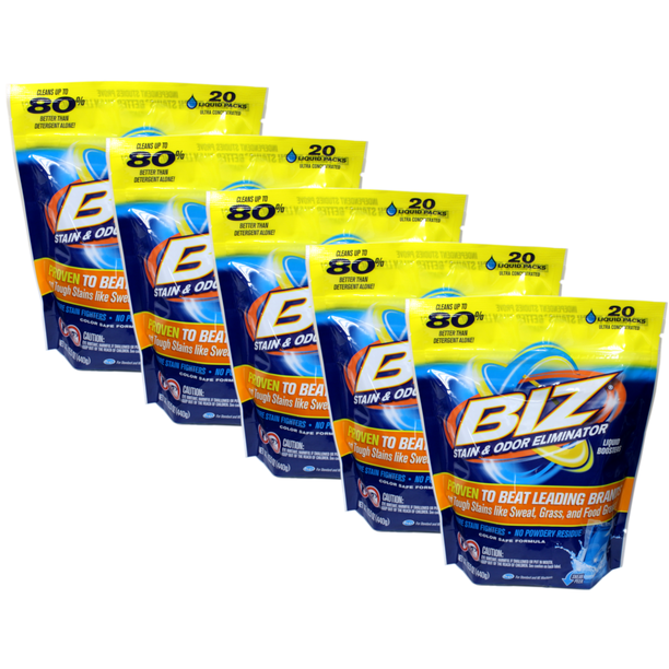 Biz Liquid Boosters Stain and Odor Eliminator, 20 Loads Pack of 5 ...