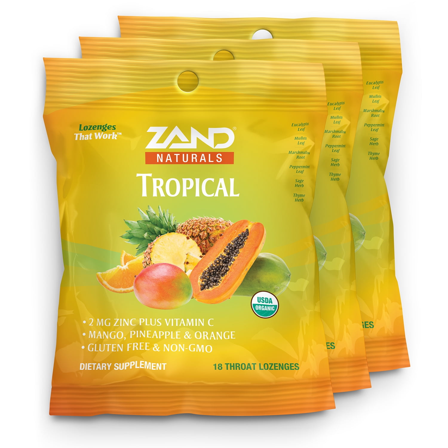 Zand Immunity Organic Tropical Soother HerbaLozenge Throat Drops ...
