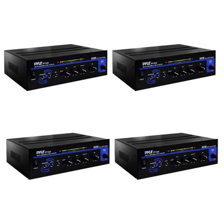 Pyle PT110 80 Watt Microphone PA Mono Amplifier Speaker Receiver System ...