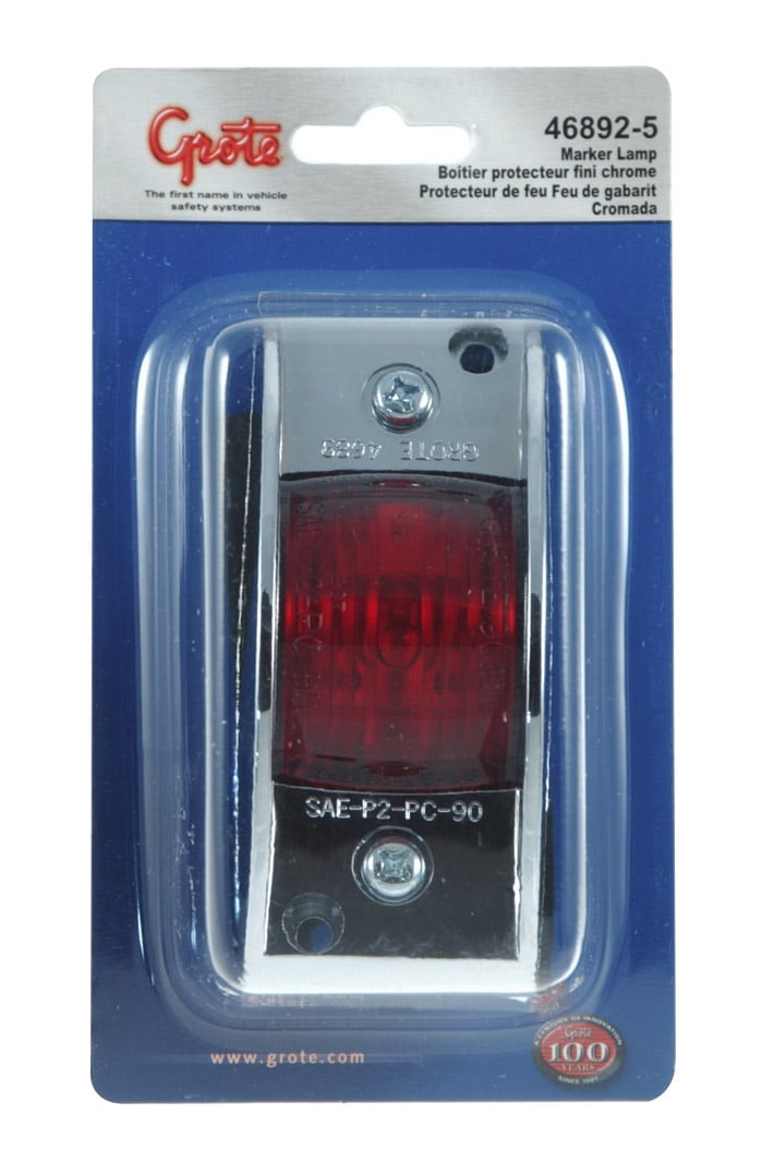 Grote 46892-5 Red Chrome-Armored Clearance Marker Light (Retail Pack ...