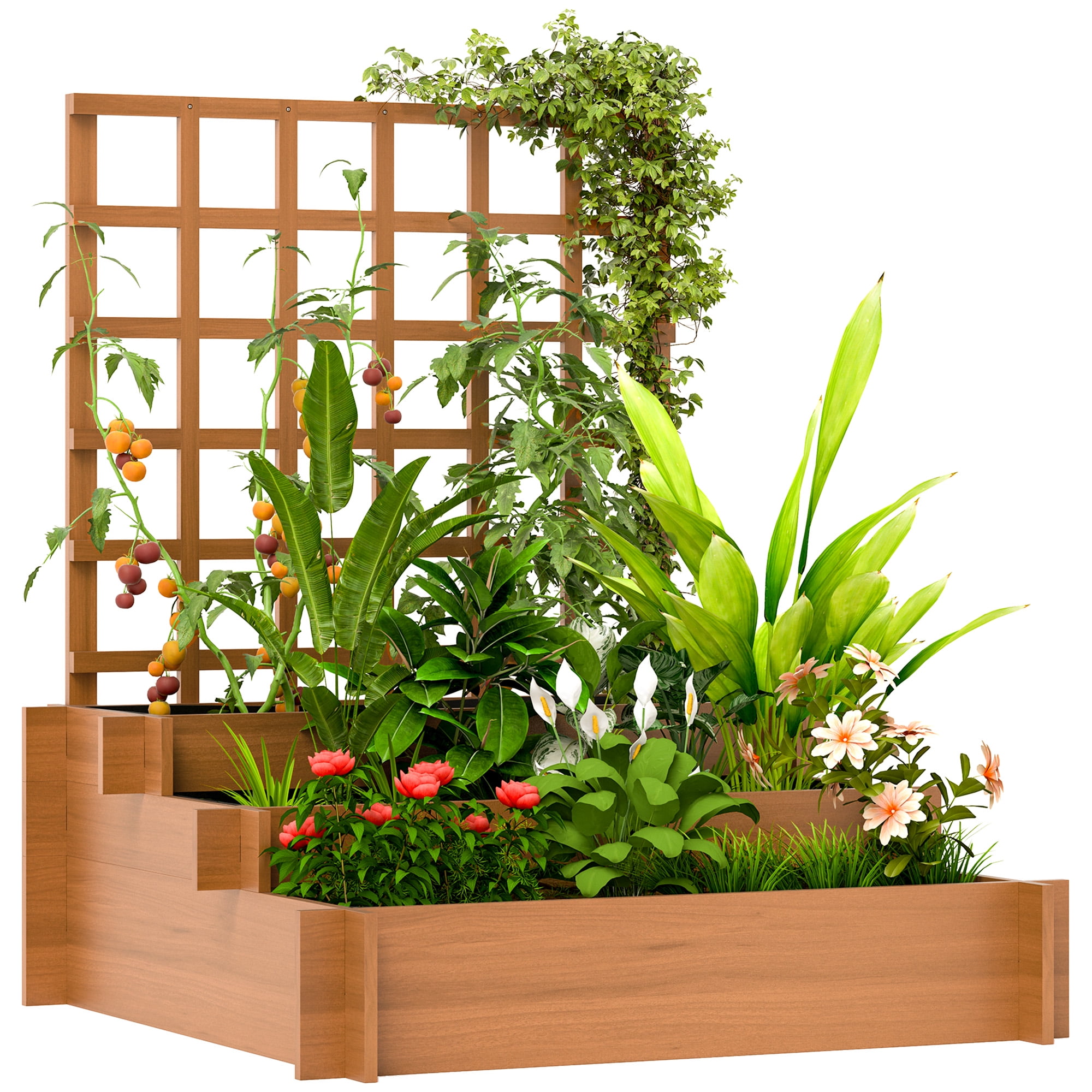 Click here for Outsunny 3 Tier Raised Garden Bed With Trellis For... prices