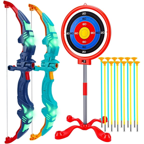 WonderStone Kids Archery Set, LED Bow and Arrow, 20 Suction Cup Arrows ...