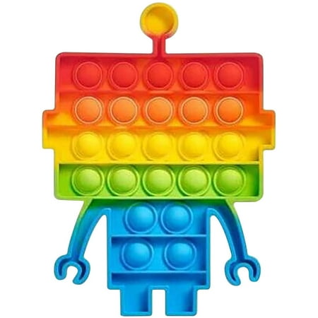 Robot Shape Push Bubble It Pop Fidget Sensory Toy, Rainbow Mechanic Man ...