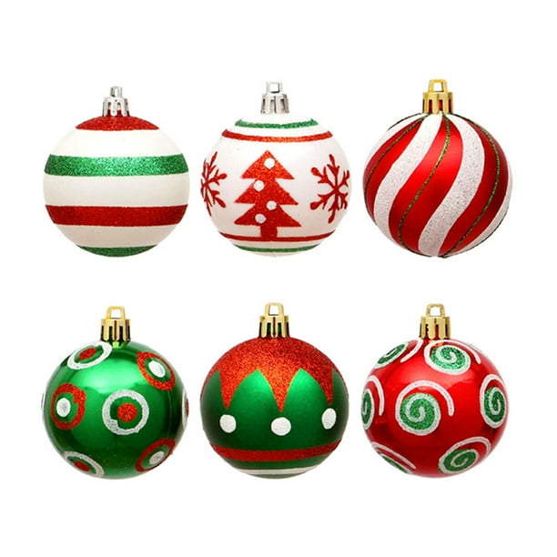 30Pcs Christmas Tree Bulb Ornaments Colorful Painted Plating Pendant ...