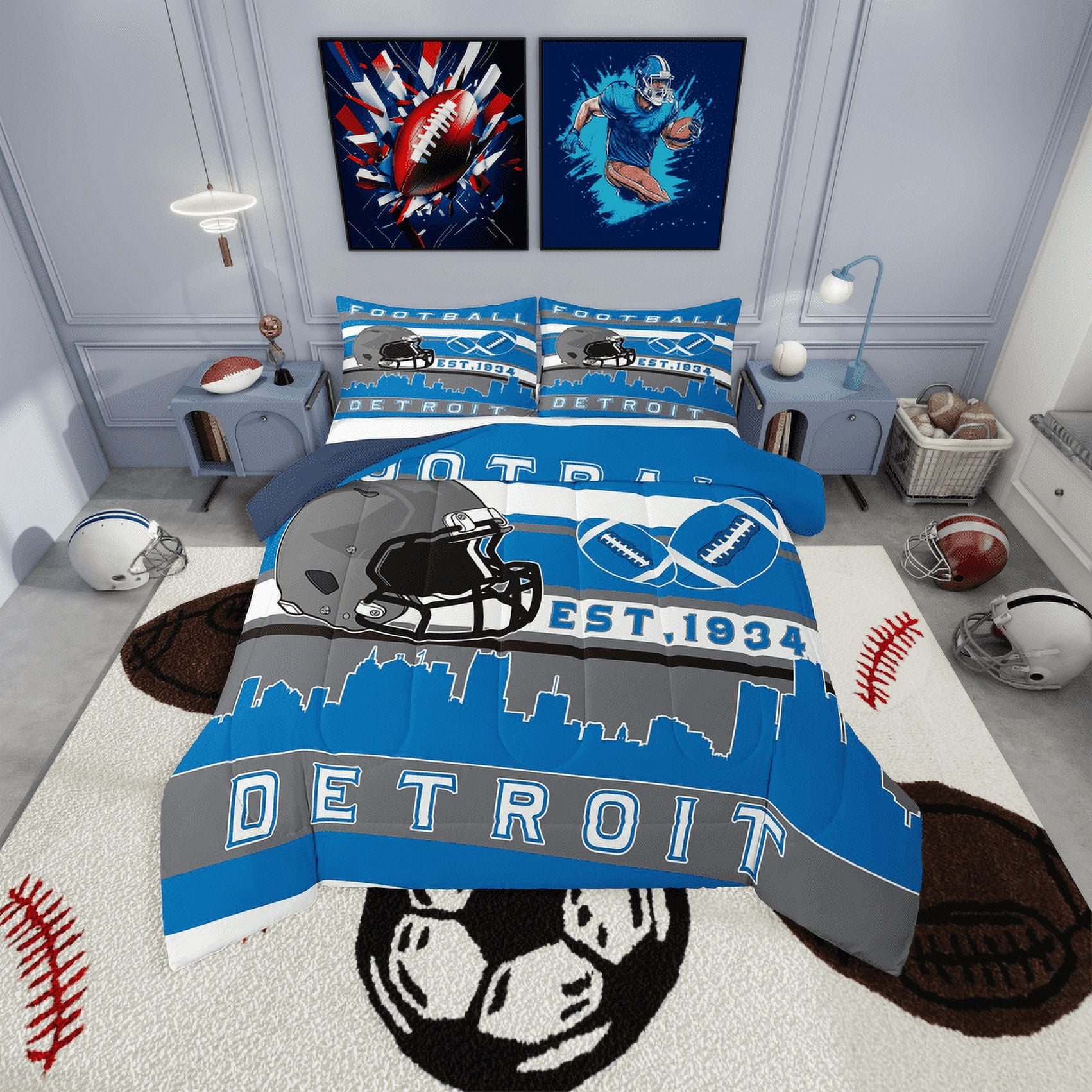 Click here for Erosebridal Detroit Football Bedding Sets Full Wit... prices