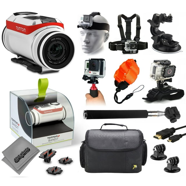 TomTom Bandit 4K Action Camera with Headstrap + Chest Harness + Suction ...