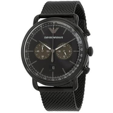 Emporio Armani Men's AR11096 Silver Leather Japanese Quartz Dress Watch ...