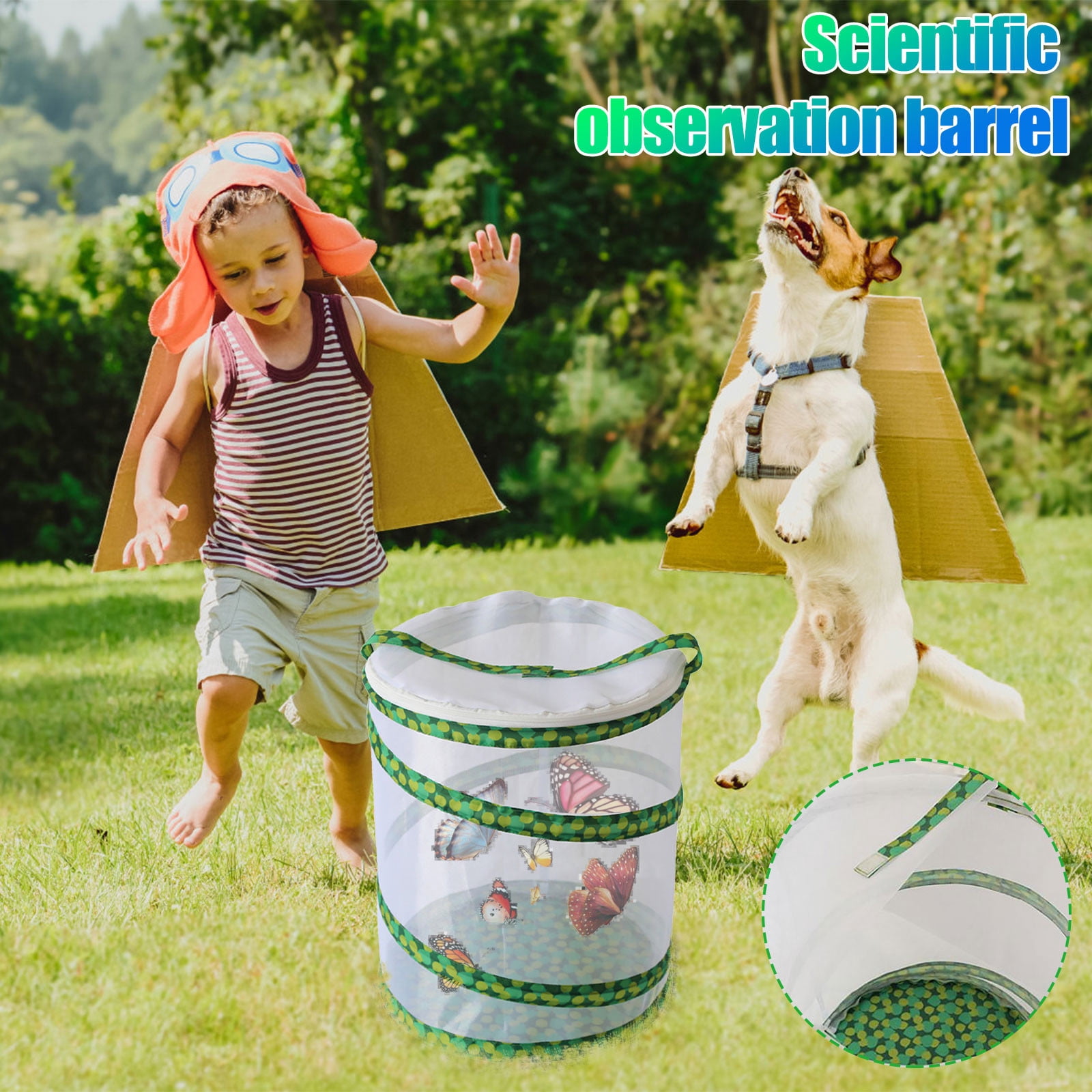 Drppepioner Kids toys Round Bucket Leaf Butterfly Cage Insect Breeding ...