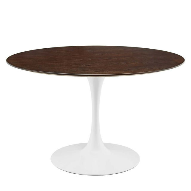 48 inch Dining Table, Round, White Walnut, Wood, Metal Steel, Modern ...