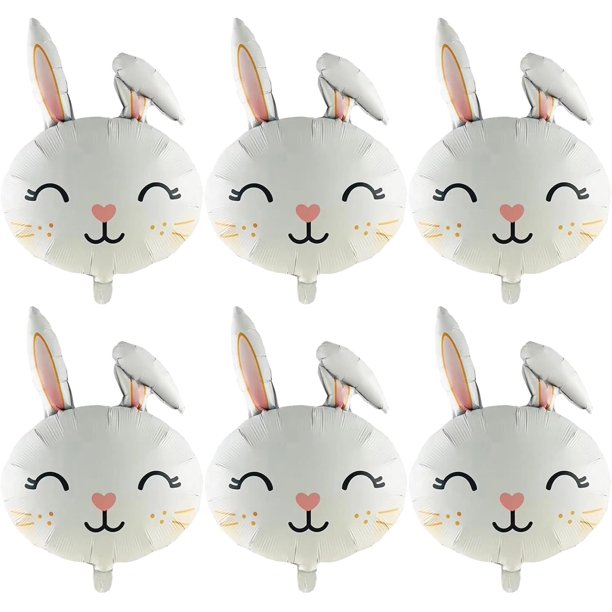 Rabbit Balloons 6 Pcs Foil Helium Rabbit Shaped Animal Party Balloons ...