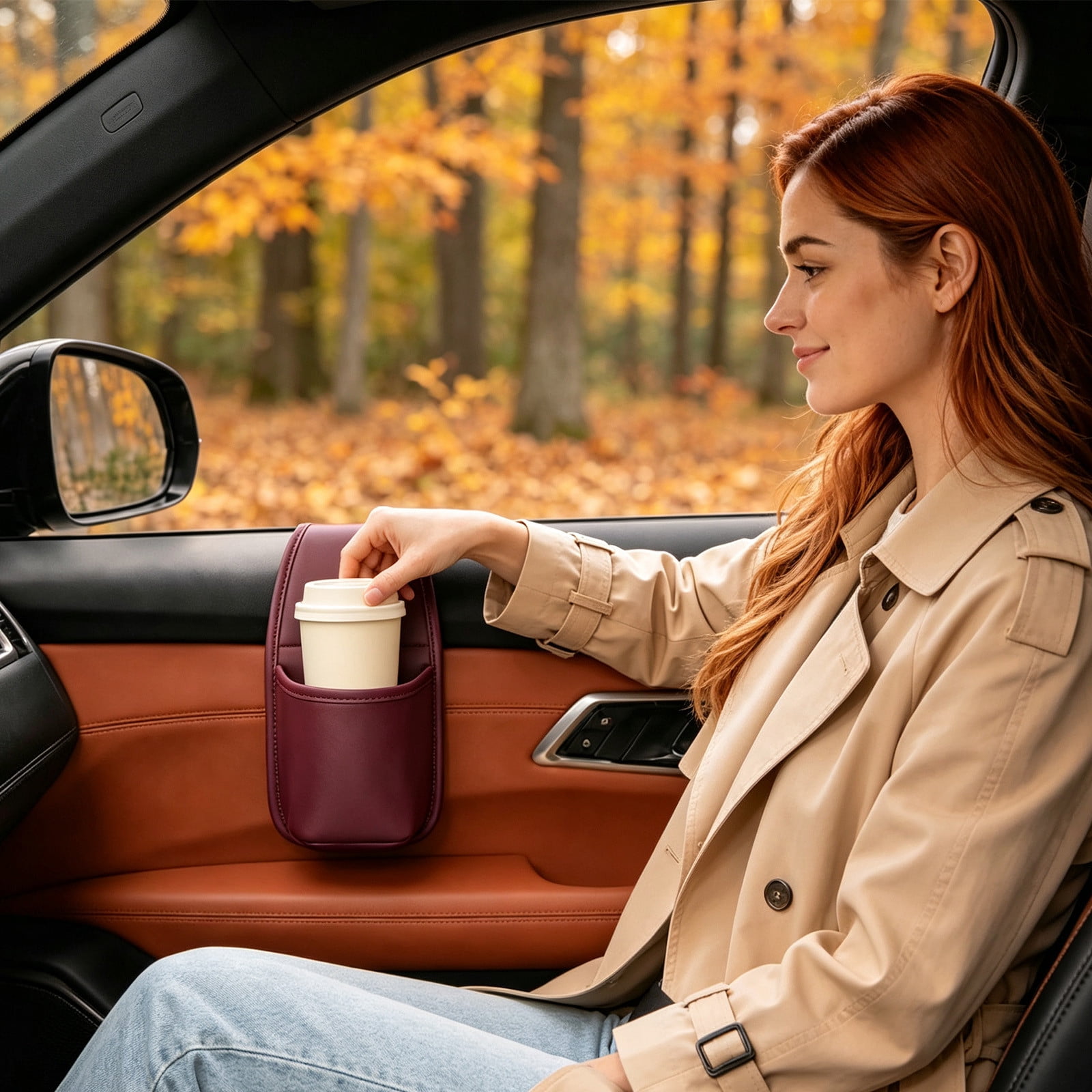 Car Door Storage Pocket Side Mounted Organizer Water Cup Holder Phone ...