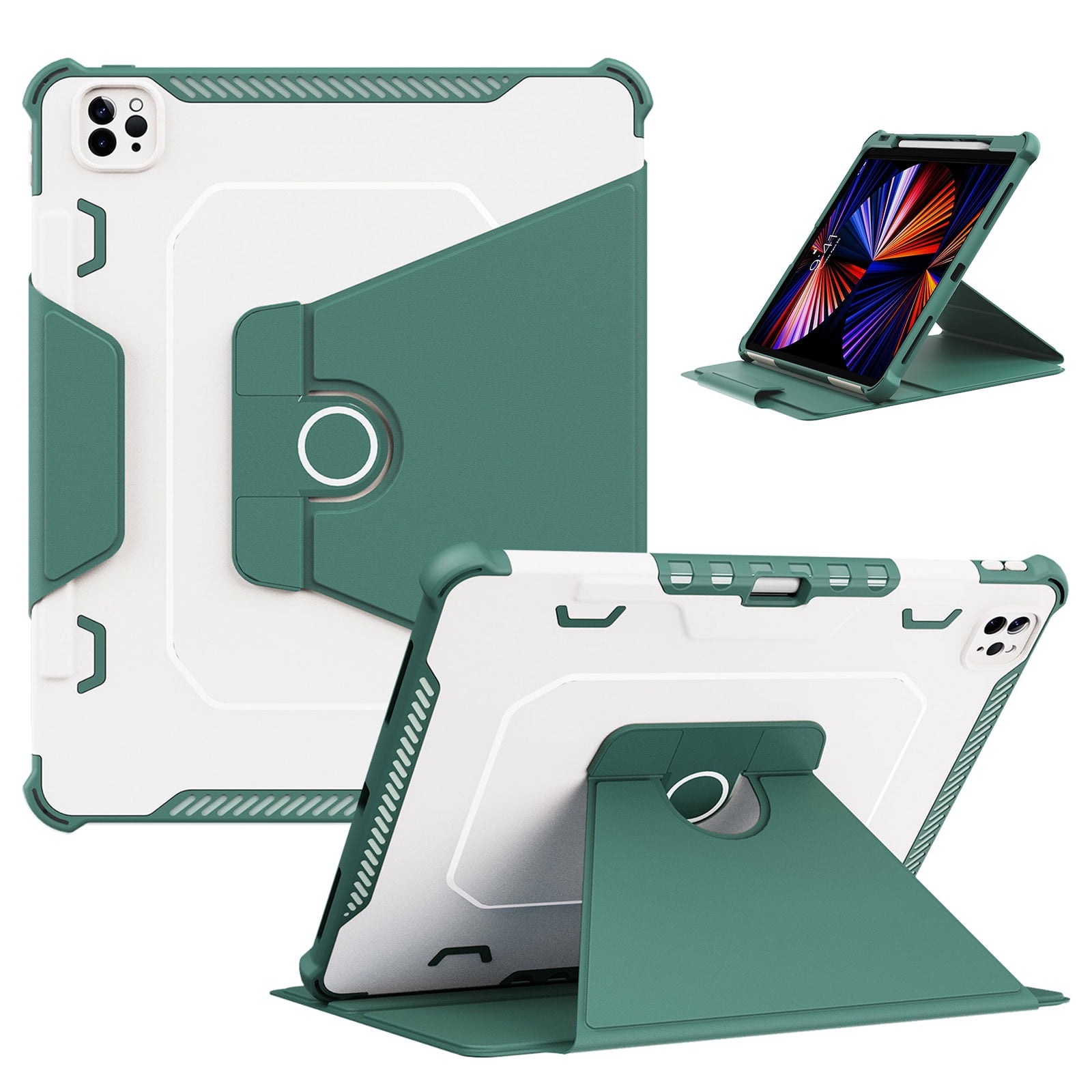 Silicone + PC Hybrid Folio Case for iPad Pro 12.9 inch 2022/2021/2020 ...