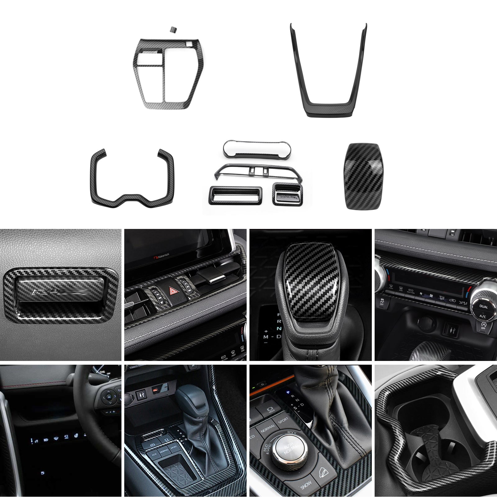 Xotic Tech Set Carbon Fiber Style Center Console Gear Shift Box Water ...