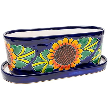 ENCHANTED TALAVERA Ceramic Oval Flower Planter Pot Succulent Pot Window ...