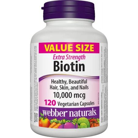 Webber Naturals Biotin 10,000 mcg Extra Strength, 120 Capsules ...