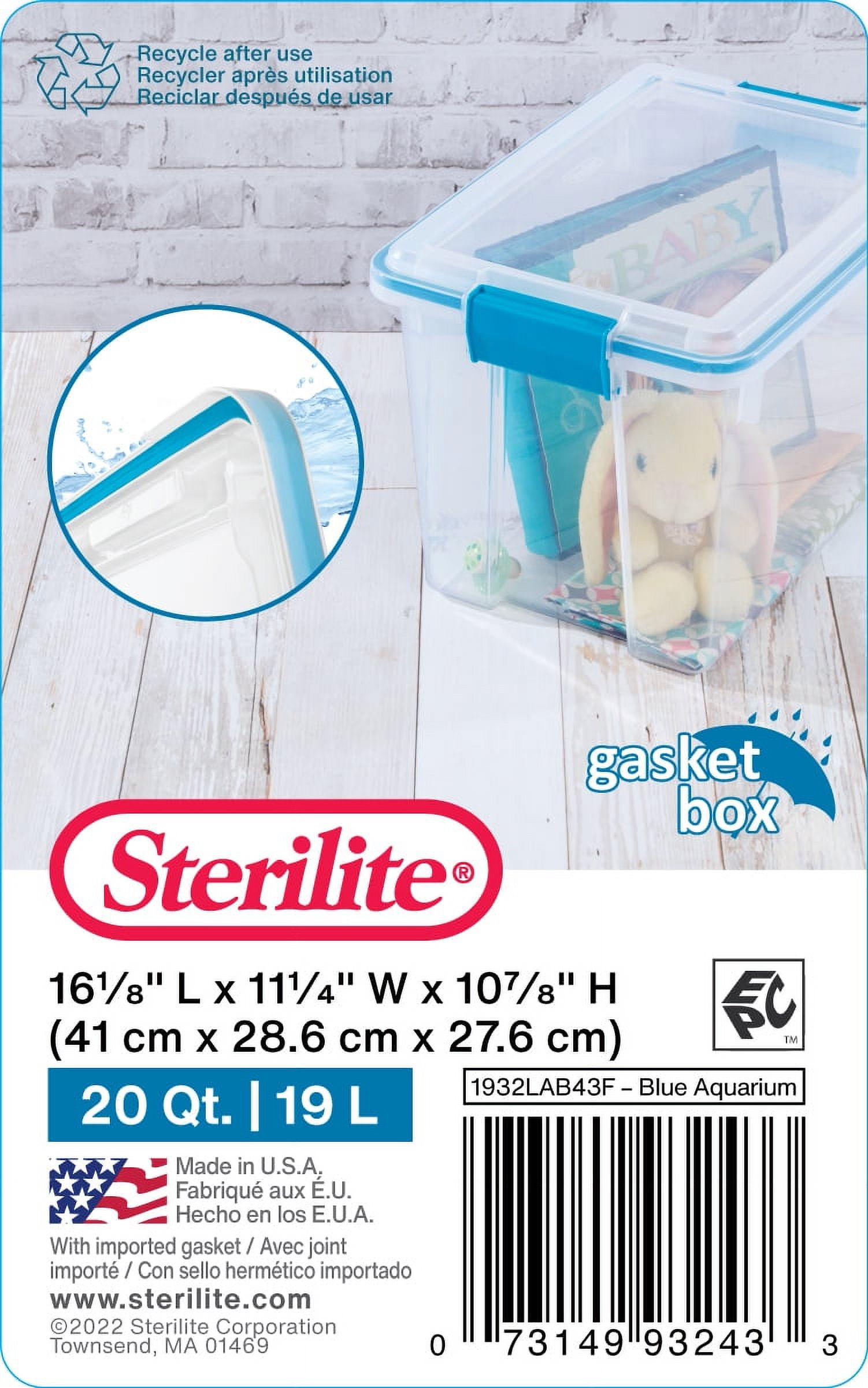 Sterilite 20 Qt. Clear Gasket Storage Box, Blue Nepal | Ubuy