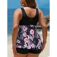 Plus Size 2-Piece Tankini Set with Tropical Print and Crossed Chest ...