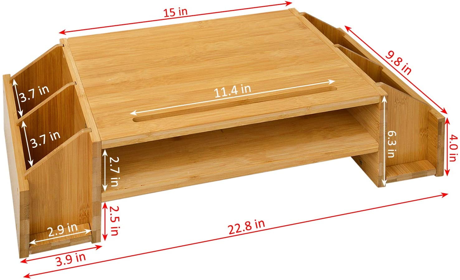 Buy WAYTRIM Bamboo Monitor Stand, Wood Computer Monitor Riser, Wooden ...