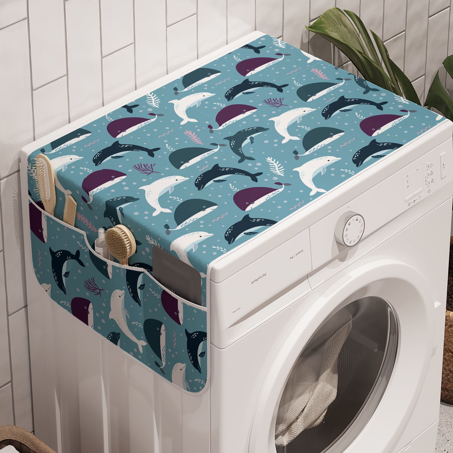 Nautical Washing Machine Organizer, Cartoon Sea Life Underwater World ...
