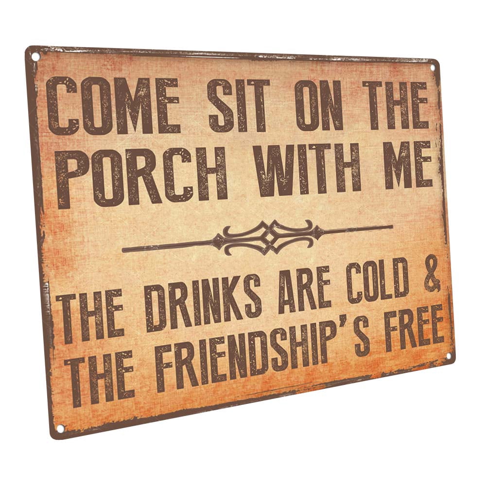Brown Come Sit on the Porch With Me Metal Sign - Walmart.com