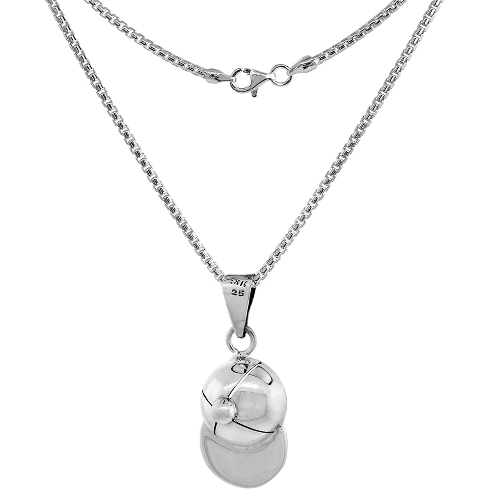 Sterling Silver Baseball Cap Necklace 1 3/8 inch tall High Polished ...