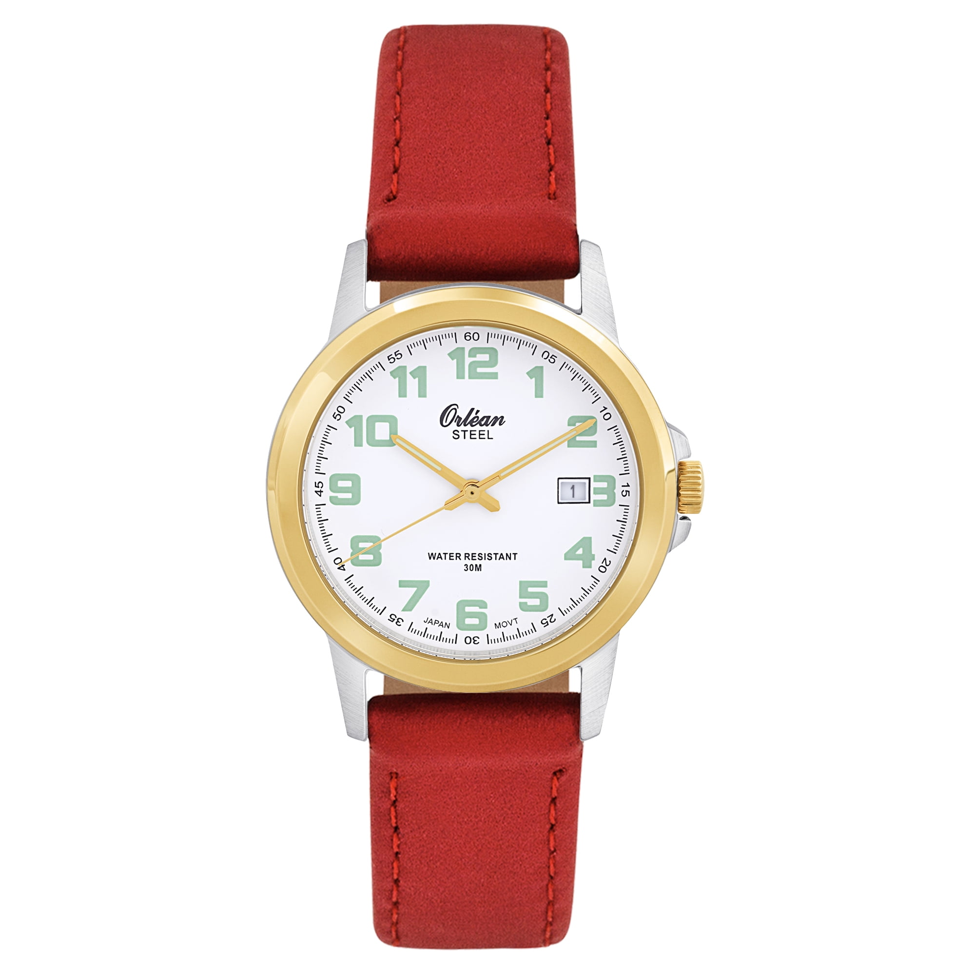 Orlean Mens Watch, Big Glow in the Dark Numbers, Date - Easy to Read ...