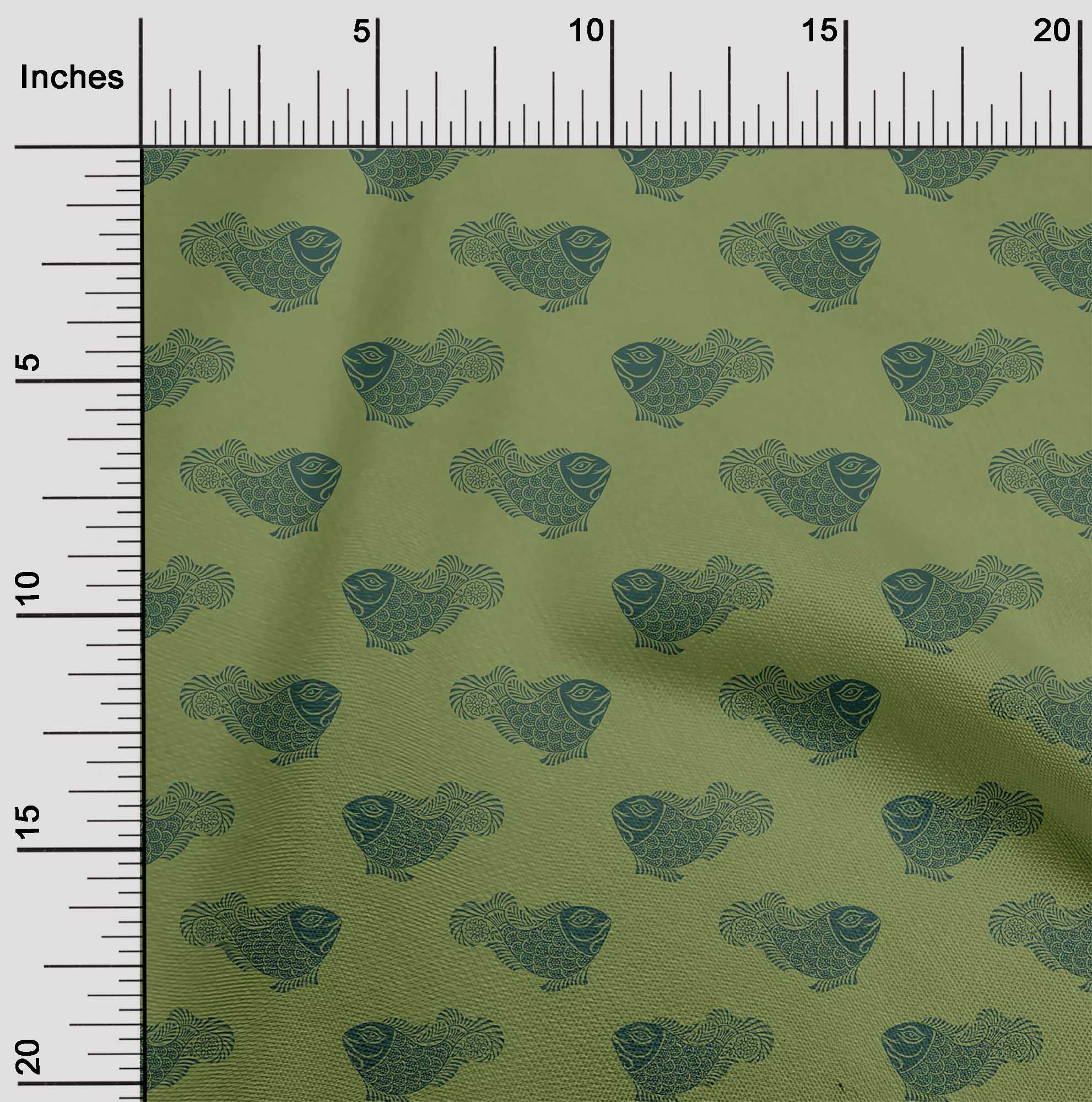 oneOone Viscose Chiffon Fabric Fish Block Print Fabric BTY 42 Inch Wide ...