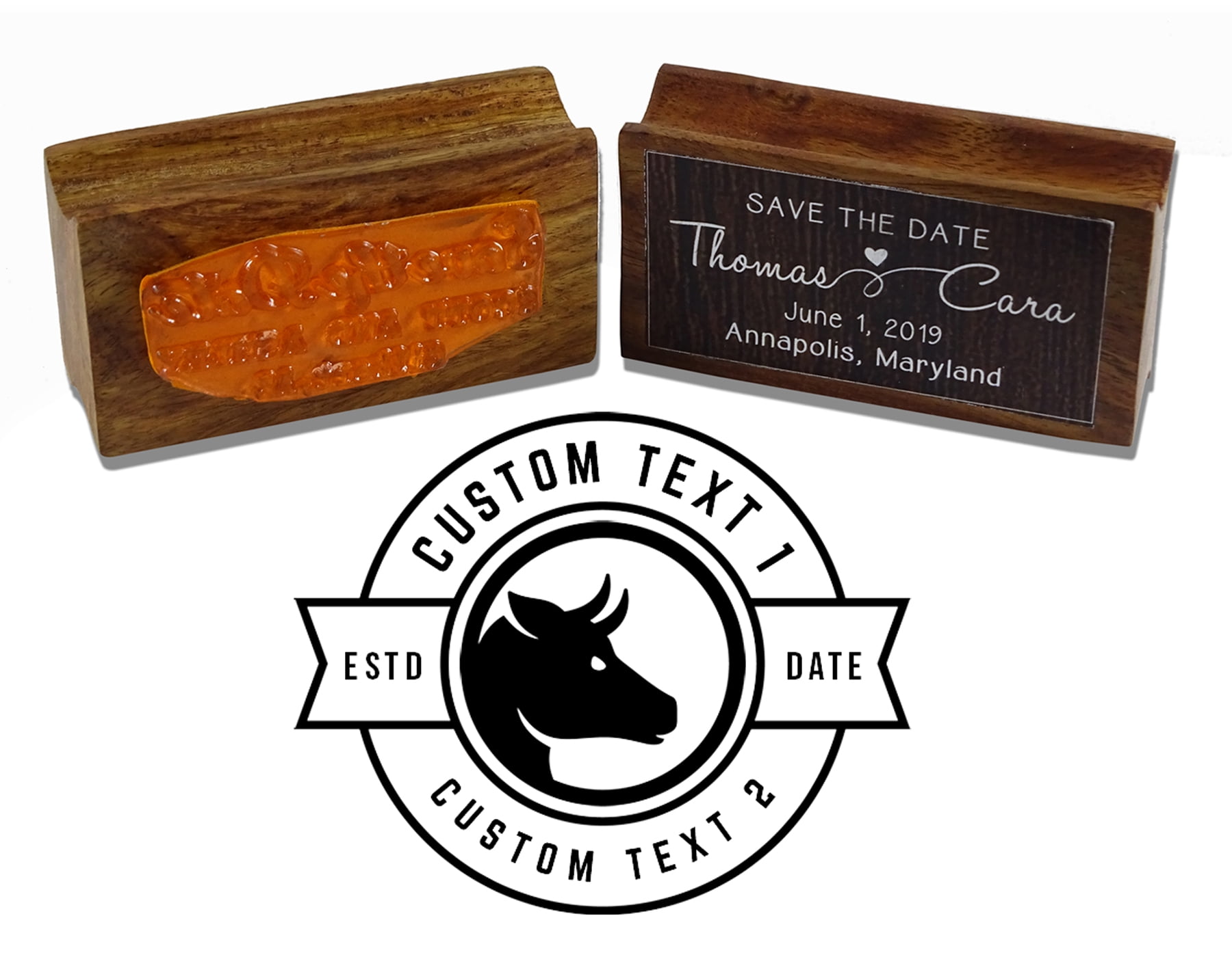 Printtoo Round Custom Text Butchery Shop Rubber Stamp Wood Mounted Beef ...