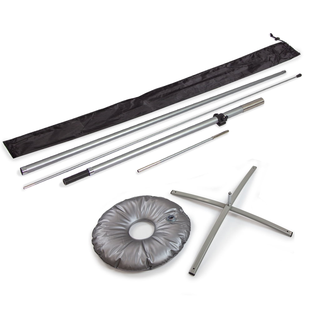 Vispronet Premium Medium Feather Flag Pole Set, 4 Poles, 1 Cross Base ...