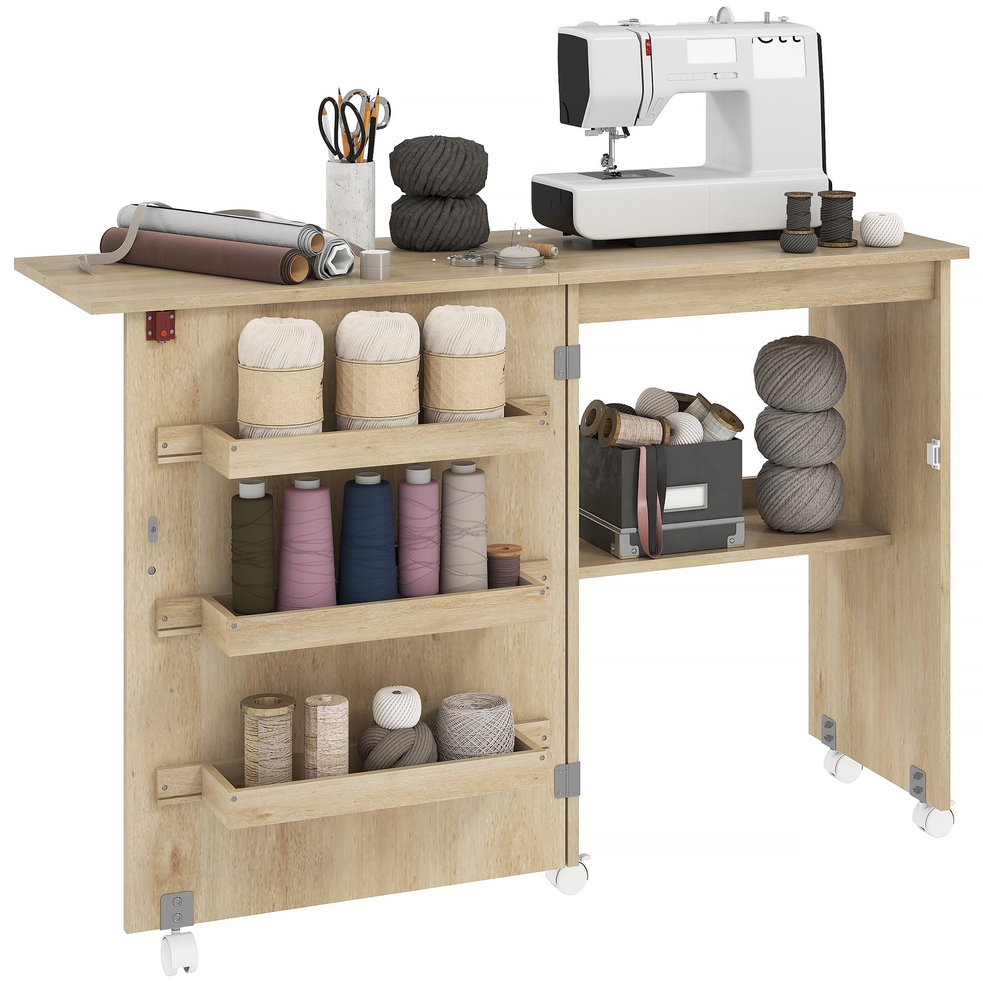 Click here for Homcom Folding Sewing Table Mobile Sewing Machine... prices