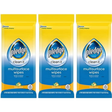 Pledge Multi-Surface Cleaning Wipes, Lemon Scented, Dusting Furniture ...