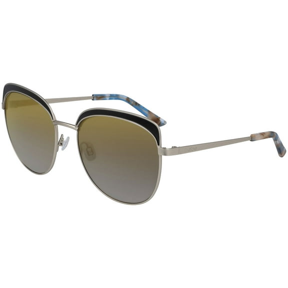 Bebe Adult Women's Rose Gold-Tone Metal Round Sunglasses with Top Brow ...
