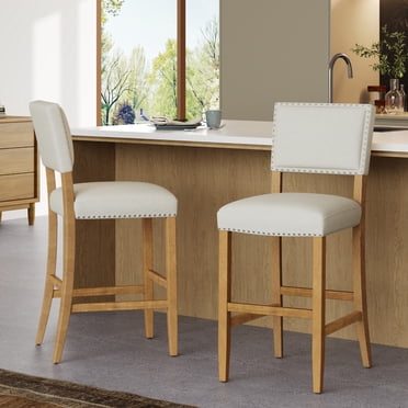 Christopher Knight Home 30" Round Upholstered Bar Stools, Wooden Frame ...