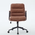 Brown Mid-Back Ergonomic PU Leather Swivel Office Chair with Wheels ...