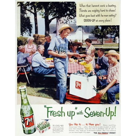 Seven-Up Soda Ad, 1954. /N'Fresh Up With Seven-Up!' Advertisement For 7 ...