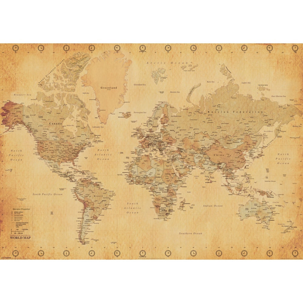Pyramid International World Map Vintage Poster | Walmart Canada