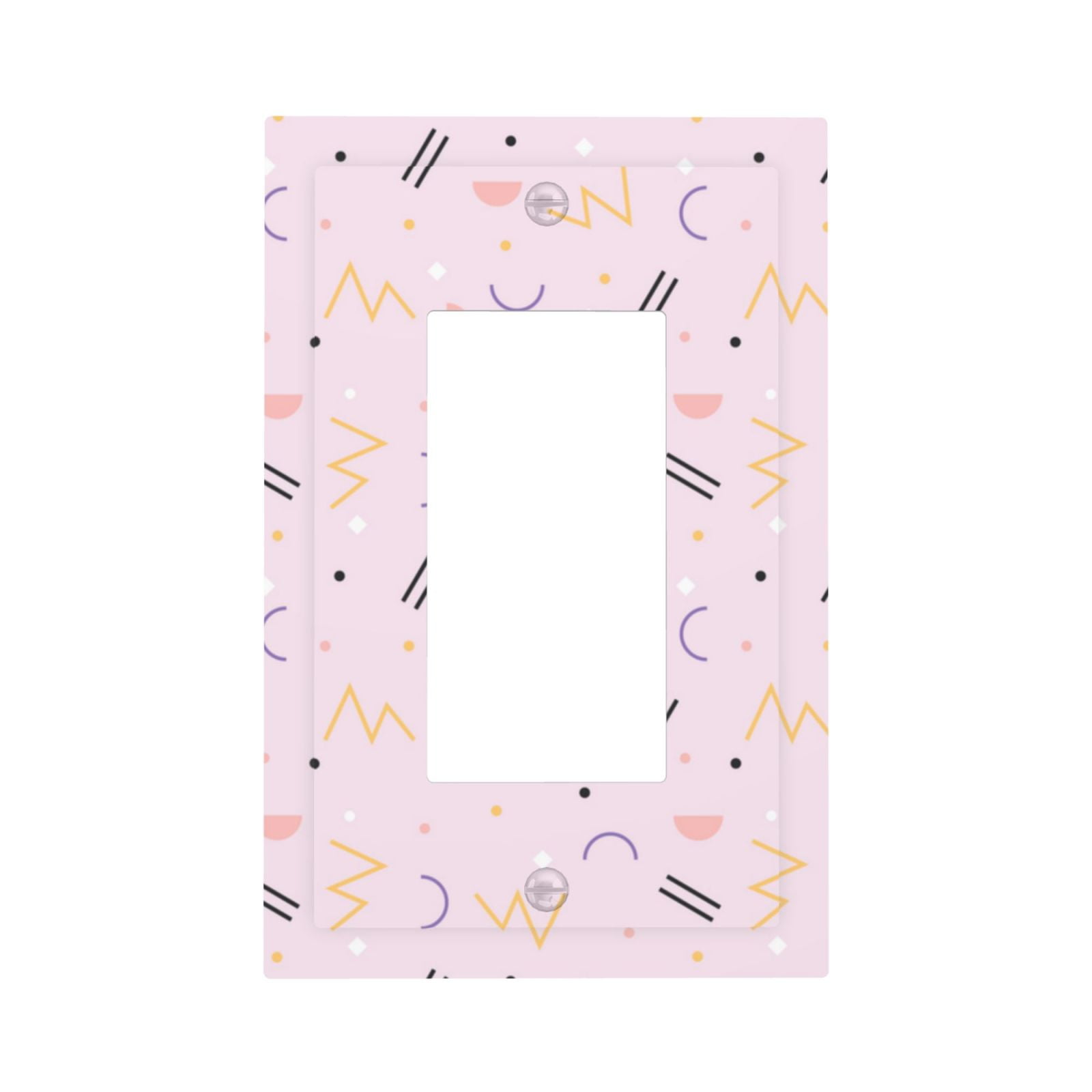 DouZhe 1-Gang Decorator/Rocker Wallplate, Pink Memphis Style Shapes ...