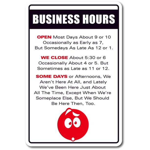 SignMission Z-Business Hours 12 in. Business Hours Sign - Walmart.com