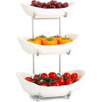Fruit Bowl for Kitchen Counter, 3 Tier Ceramic Fruit Bowl, Tiered Fruit ...