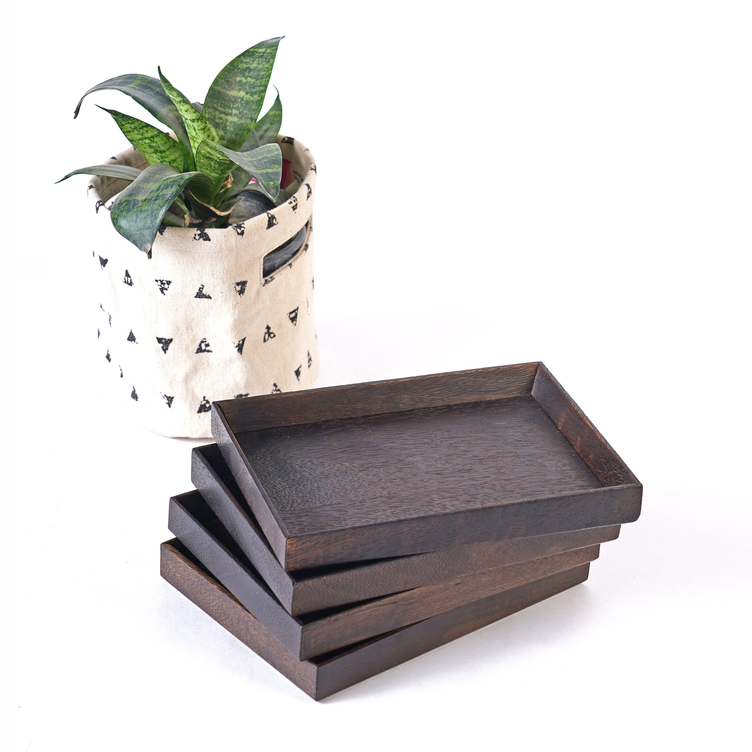 Dark brown small Wooden tray, rustic, mango wood, serving tray ...