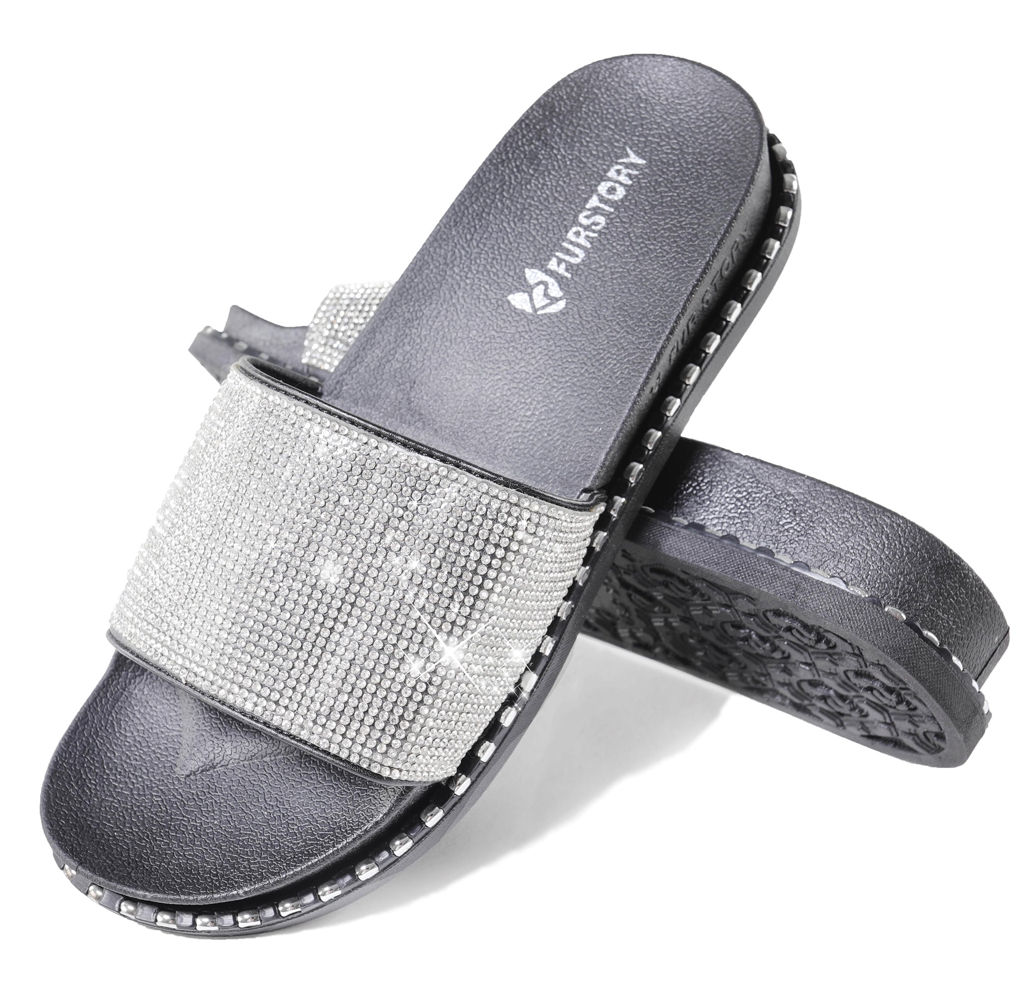 Vogue Cloud Women's Slides House Slippers Rhinestone Glitter Slides ...